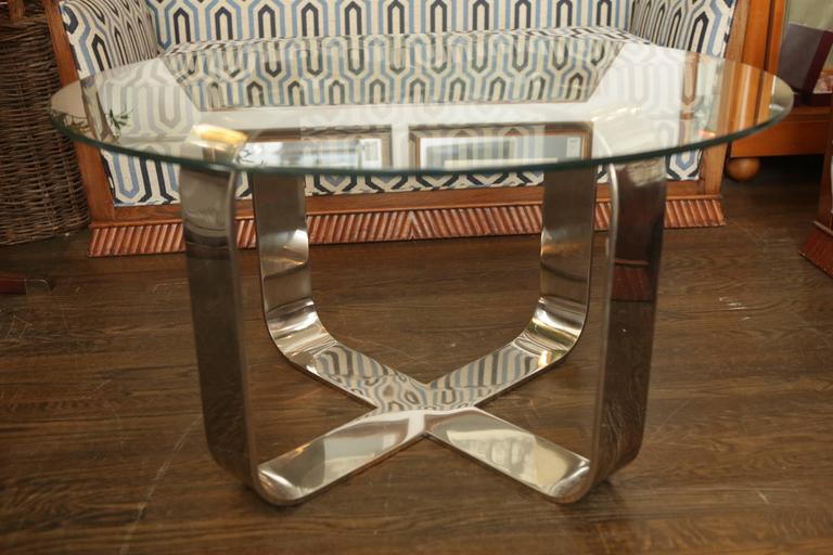 X-Shaped Chrome Mid-Century Coffee Table Base For Sale at 1stDibs