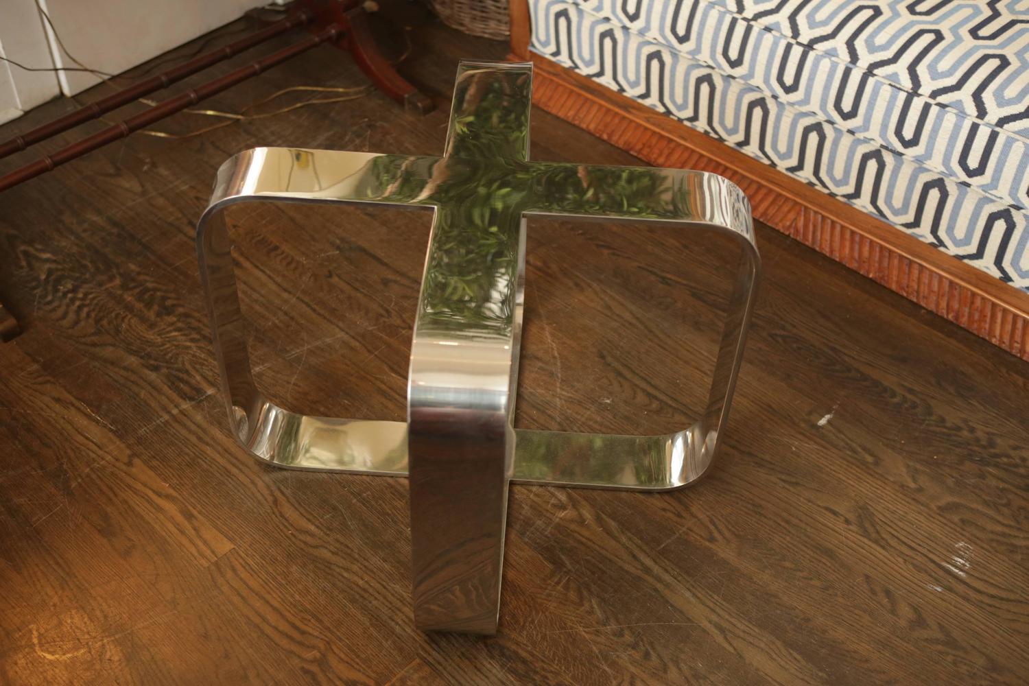 X-Shaped Chrome Mid-Century Coffee Table Base For Sale at 1stdibs