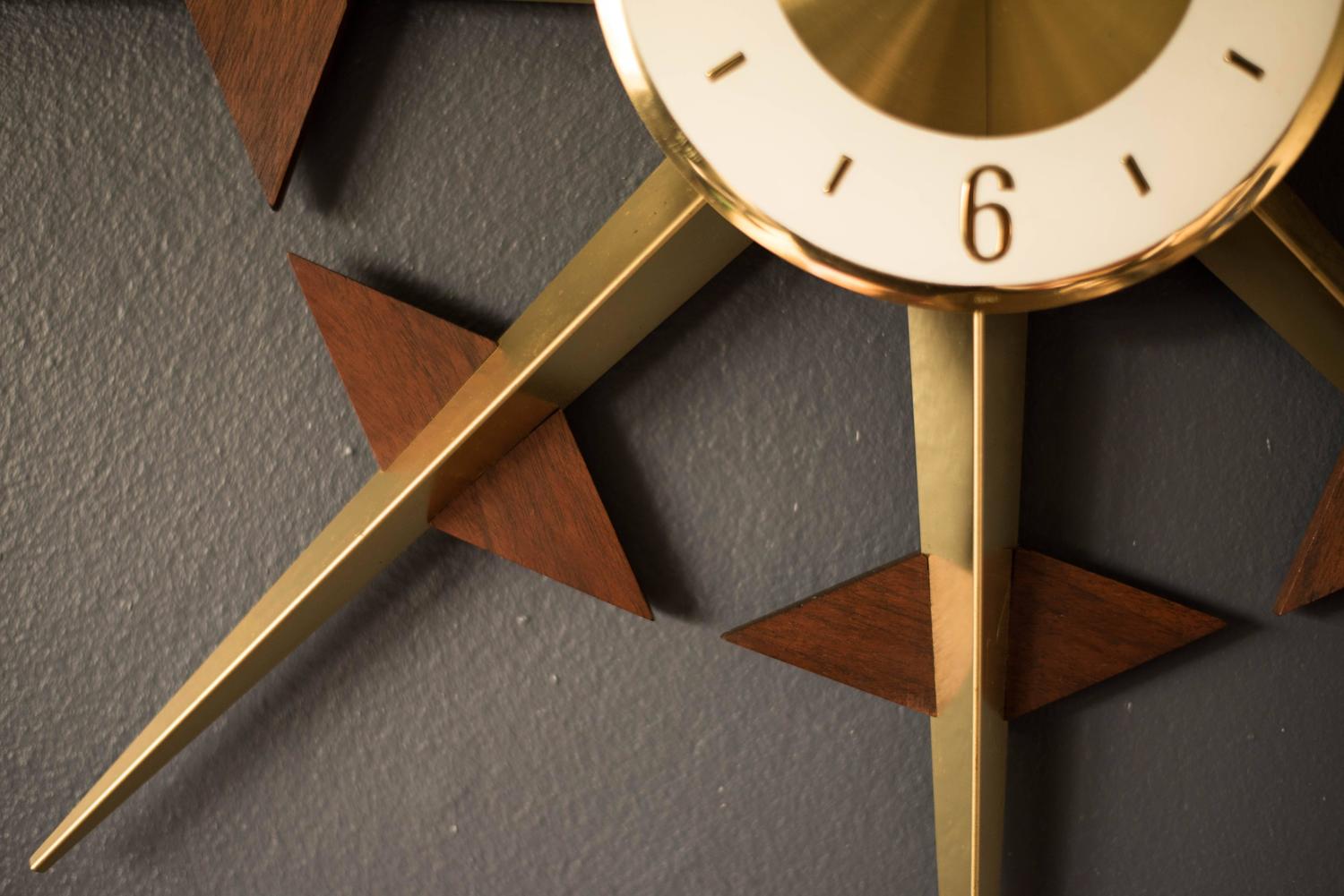 Mid-Century Atomic Starburst Clock at 1stdibs