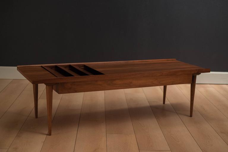 Midcentury Walnut Magazine Rack Coffee Table at 1stDibs