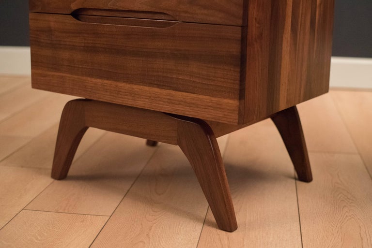 Pair of Midcentury Solid Walnut Nightstands at 1stDibs