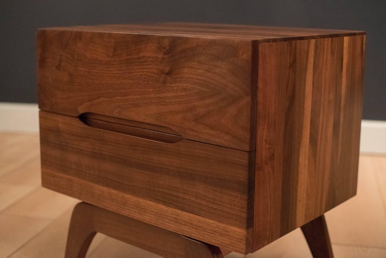 Pair of Midcentury Solid Walnut Nightstands at 1stDibs