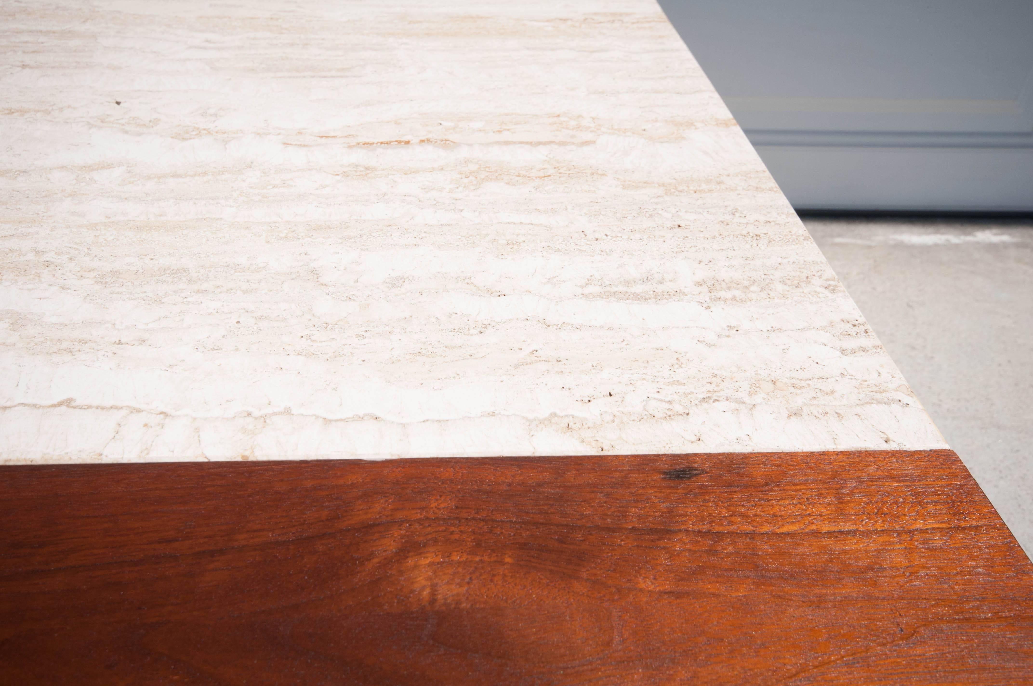 Midcentury Travertine Coffee Table at 1stDibs