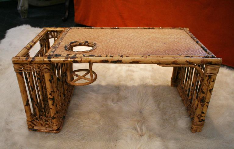 Mid-20th Century Bamboo and Wicker Rattan Bed Tray For Sale at 1stDibs