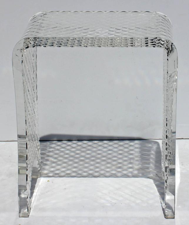 Vintage Mid-Century Lucite Diamond Cut Bench at 1stDibs