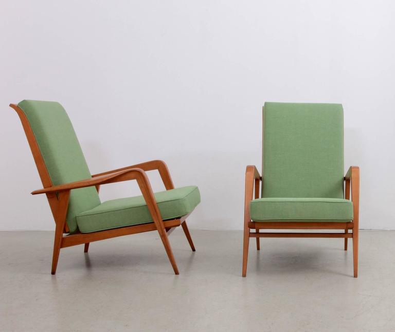 Pair of New Upholstered Etienne Henri Martin Lounge Chairs at 1stDibs