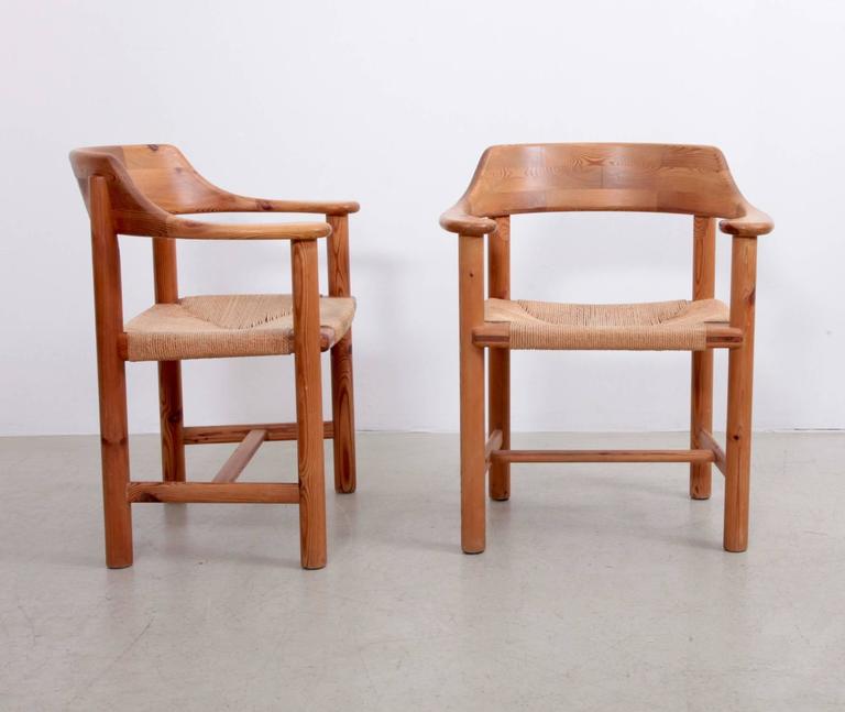 Set of Five Rainer Daumiller Dining Arm Chairs in Solid Pine Wood at ...