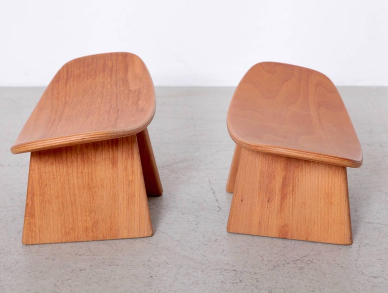 Pair of French Meditation Wood Shoggi Stool by Alain Gaubert, Beechwood ...