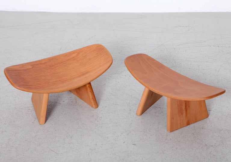 Pair of French Meditation Wood Shoggi Stool by Alain Gaubert, Beechwood ...