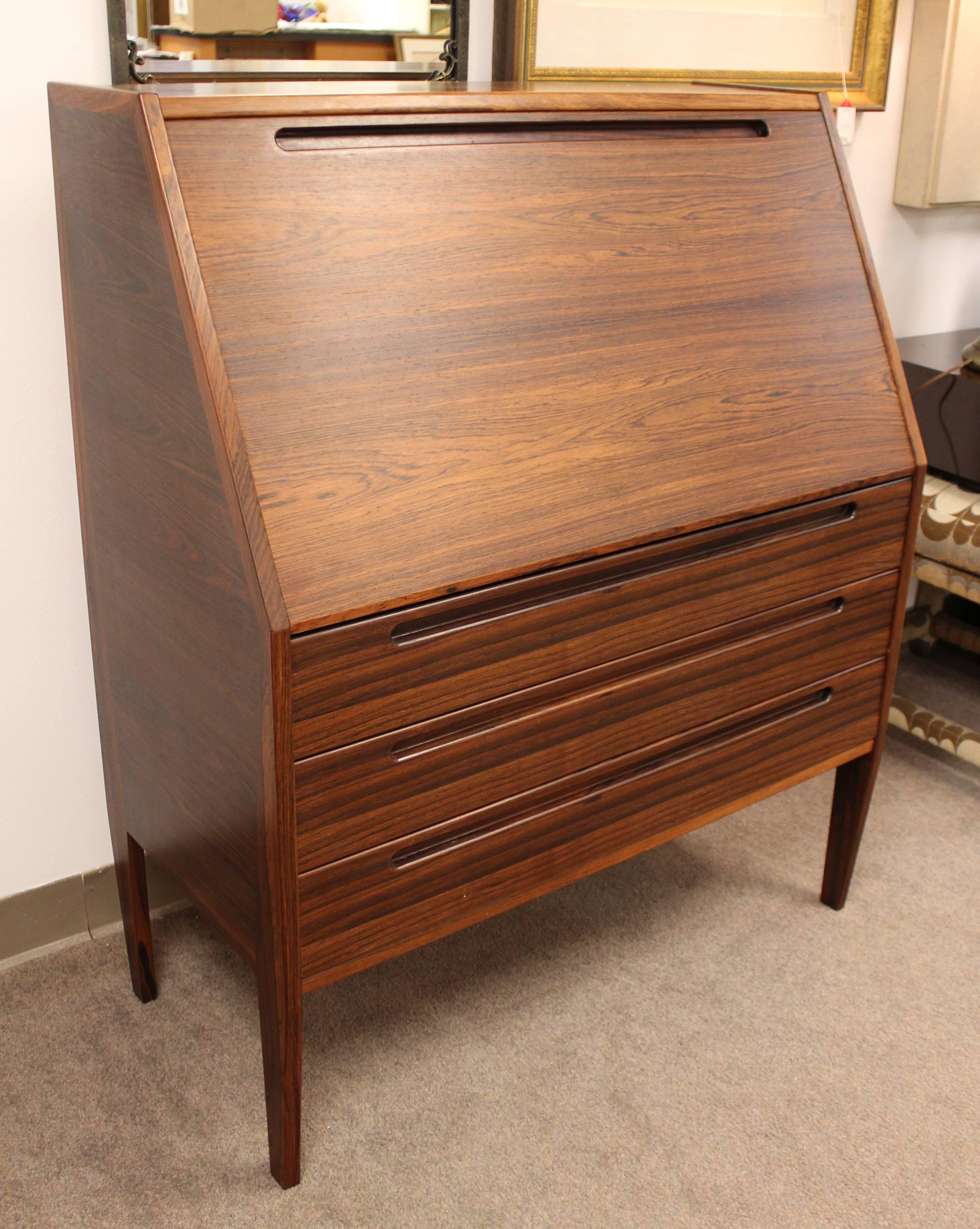 Danish Modern Torring Mobelfabrik Rosewood Drop Front Desk or Secretary ...
