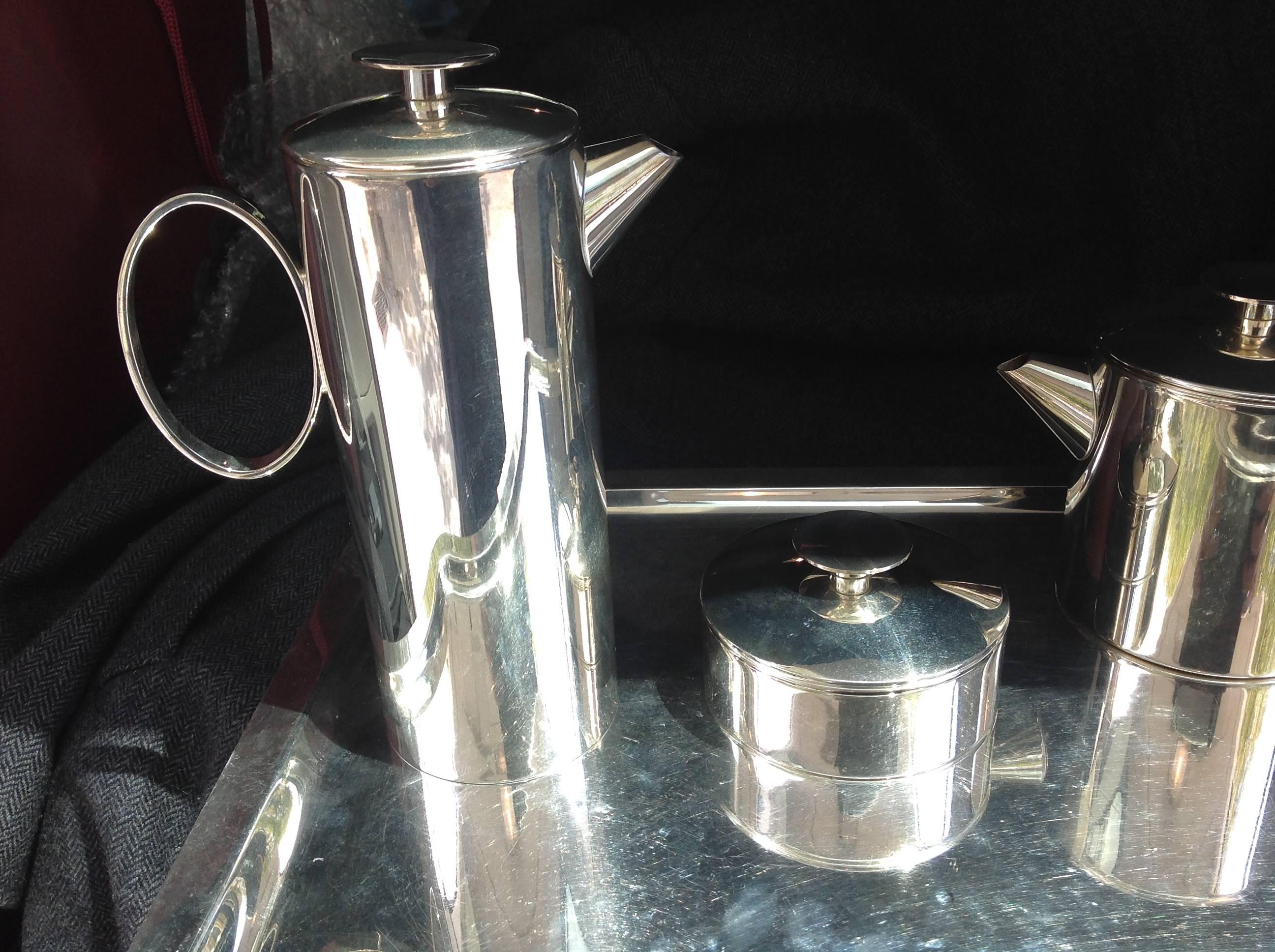 Christofle France Silver Plate Five-Piece Tea Set at 1stDibs