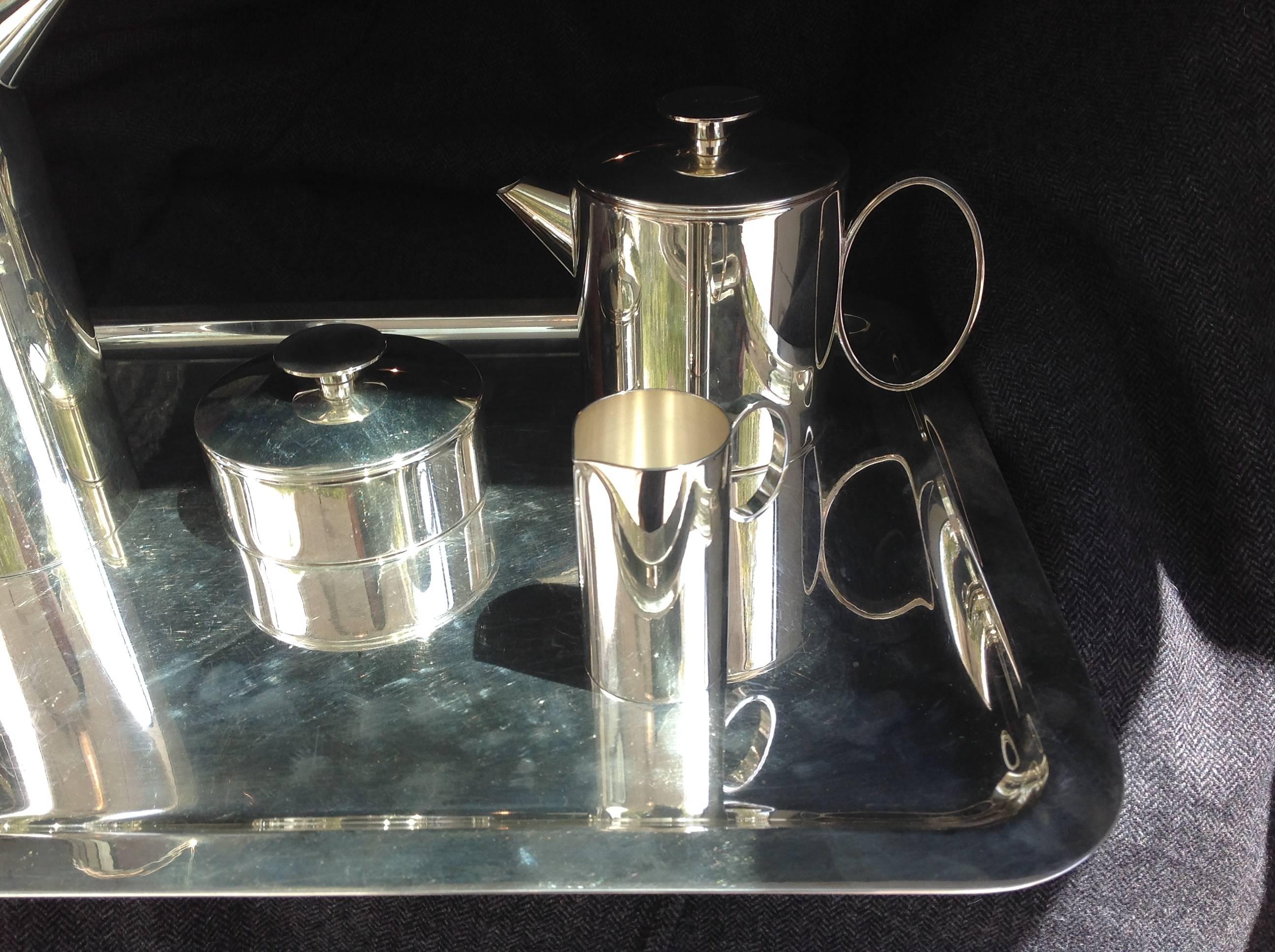 Christofle France Silver Plate Five-Piece Tea Set at 1stDibs