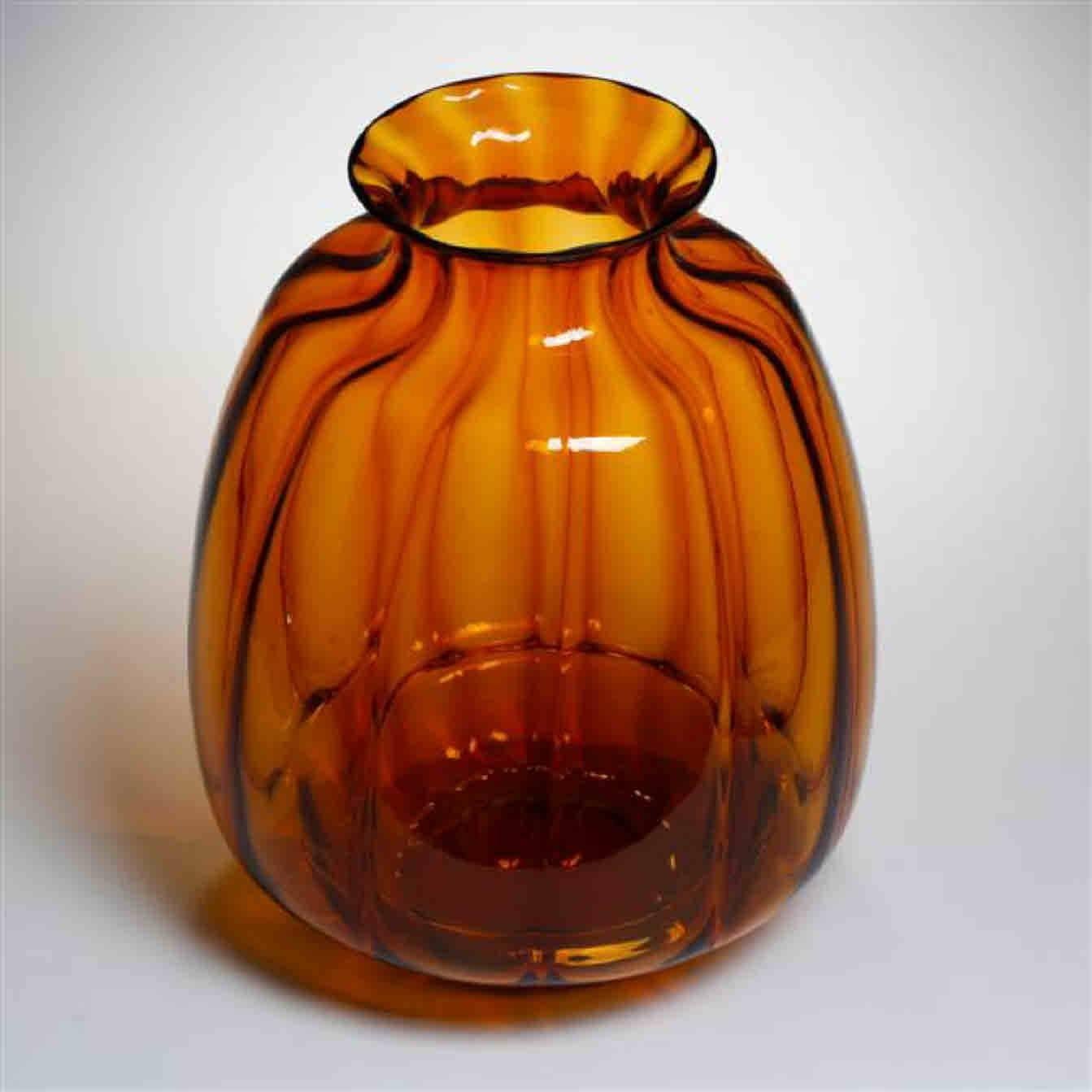 Large Brilliant Orange Signed Leerdam Copier Vase For Sale at 1stDibs