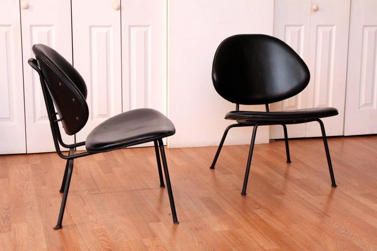 Homecrest Black Leather Clam Shell Lounge Chairs at 1stDibs | clamshell ...