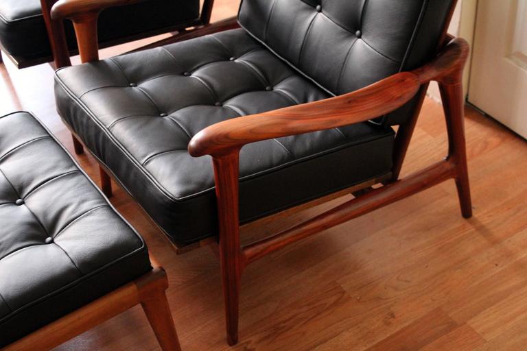 American Studio Craft Carved Sculptural Solid Teak Lounge Chairs ...