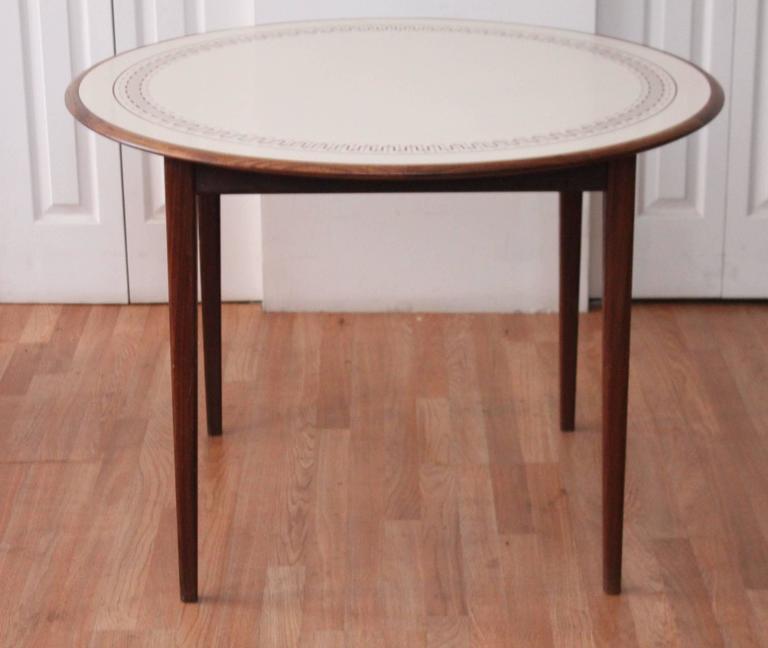 Round Greek Key Solid Walnut Dining Table at 1stDibs