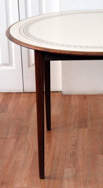 Round Greek Key Solid Walnut Dining Table at 1stDibs