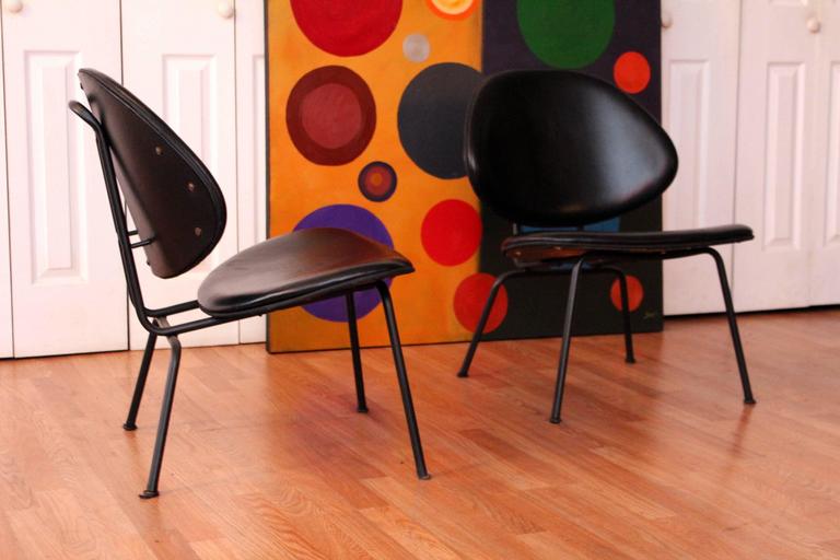 Homecrest Black Leather Clam Shell Lounge Chairs at 1stDibs | clamshell ...