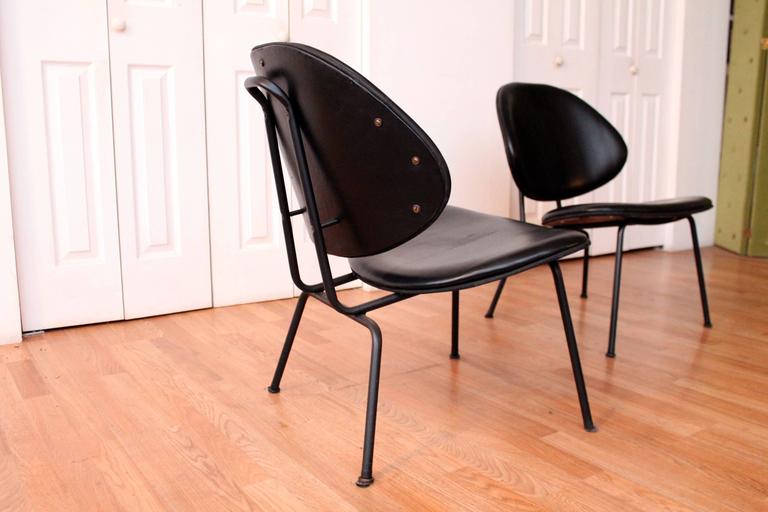 Homecrest Black Leather Clam Shell Lounge Chairs at 1stDibs | clamshell ...