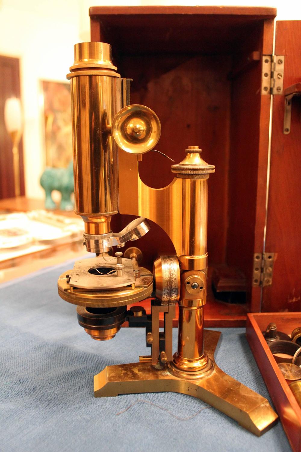 Antique Bausch And Lomb Optical Company Brass Microscope For Sale At
