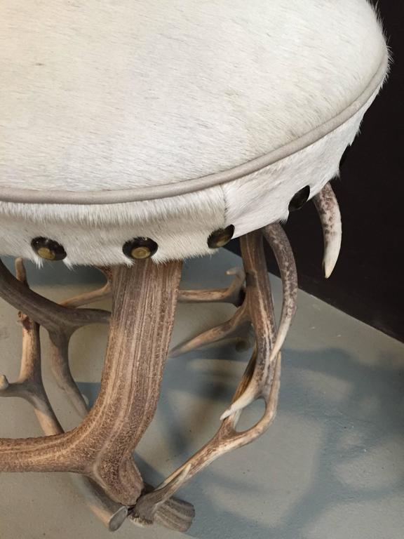 4 x Antler Bar Stool with cowhide upholstery at 1stDibs | antler bar ...