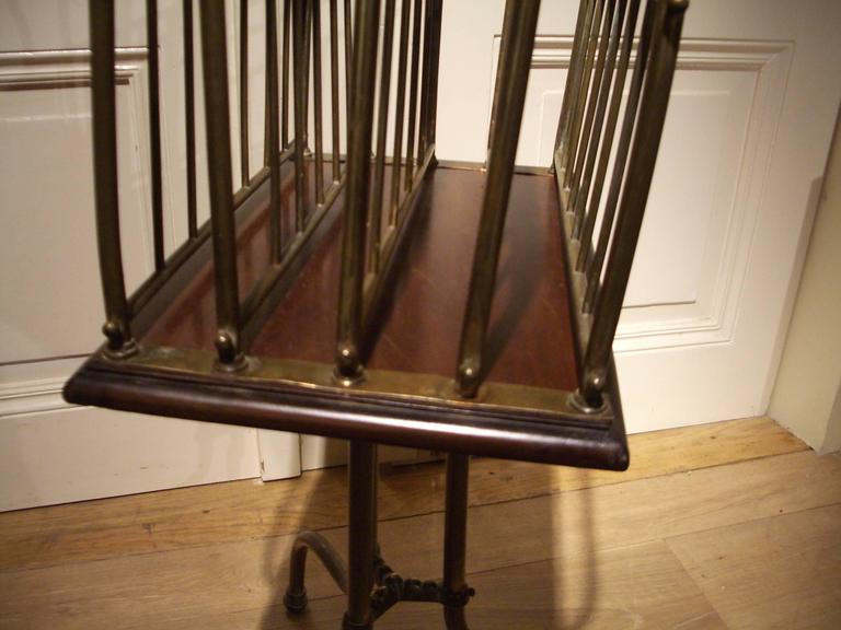 Antique Edwardian Brass and Mahogany Revolving Paper Rack or Magazine ...