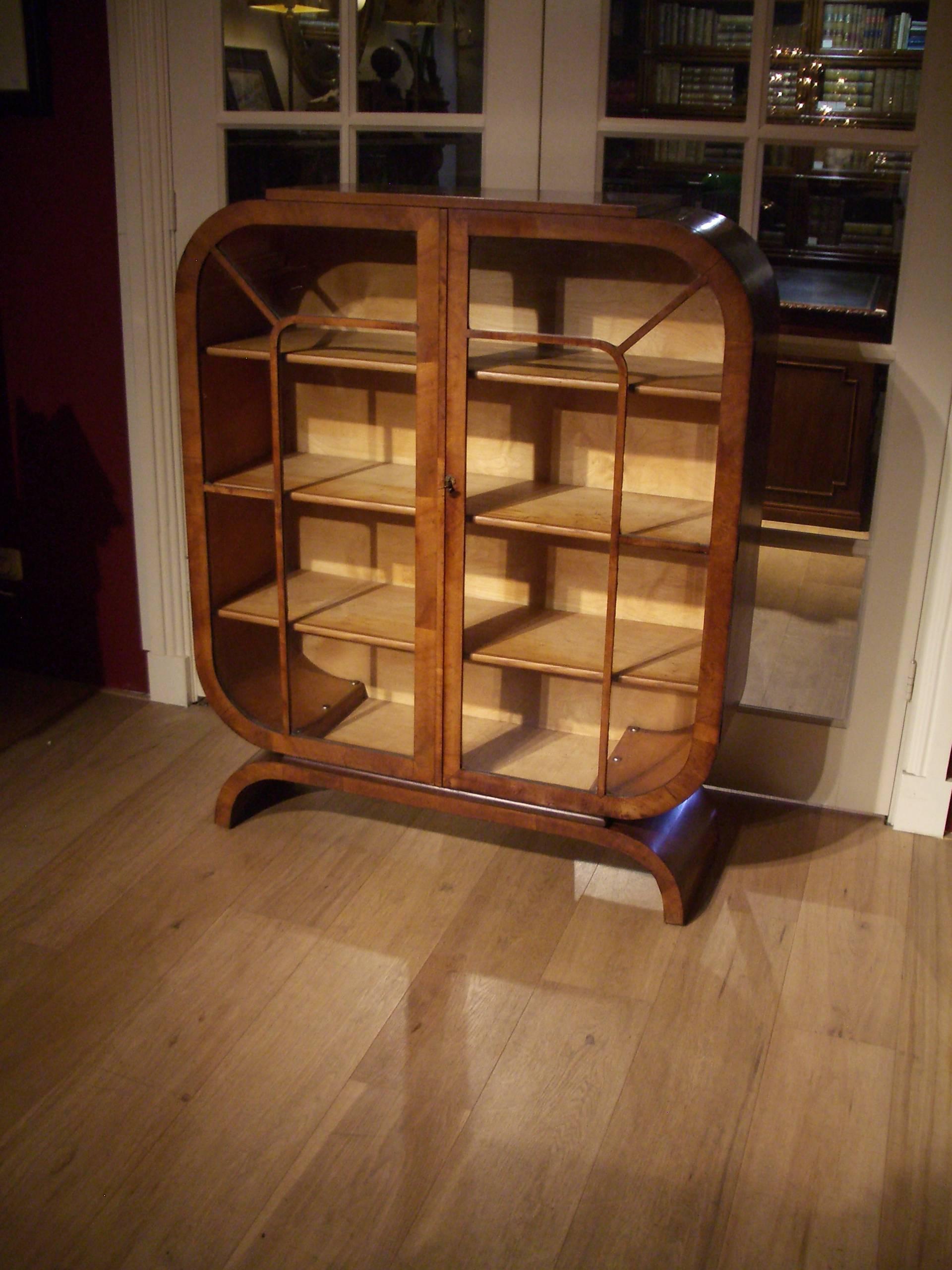 Beautiful Walnut Art Deco Display Case at 1stDibs