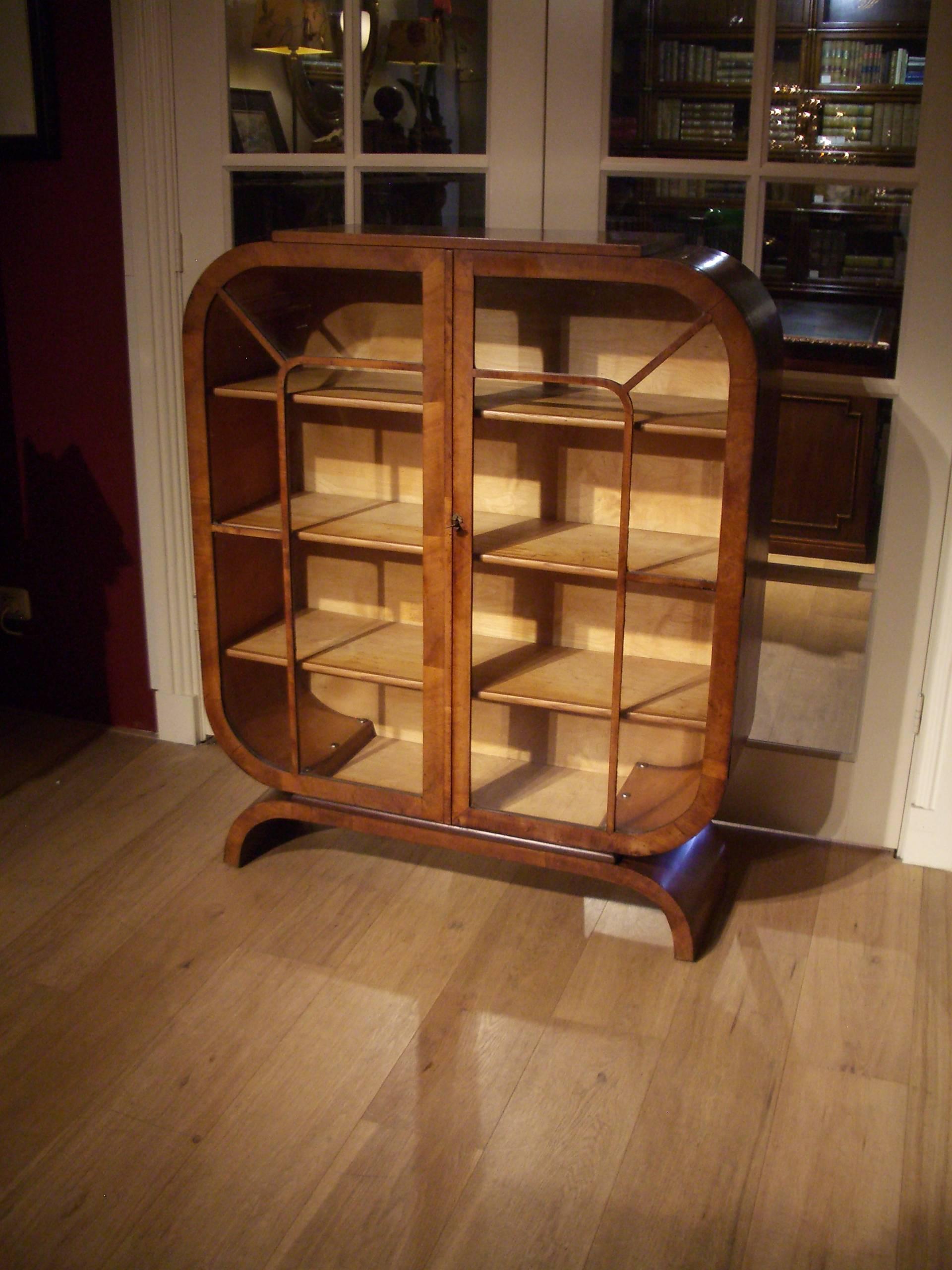 Beautiful Walnut Art Deco Display Case at 1stDibs