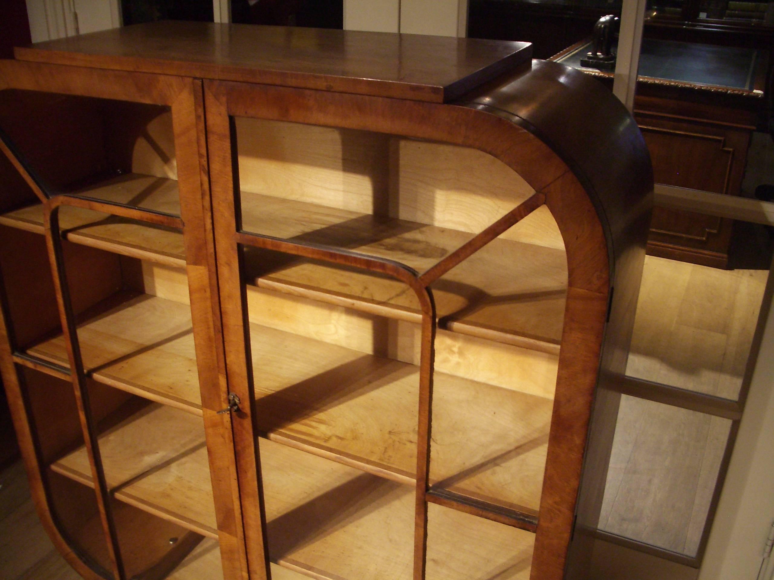 Beautiful Walnut Art Deco Display Case at 1stDibs