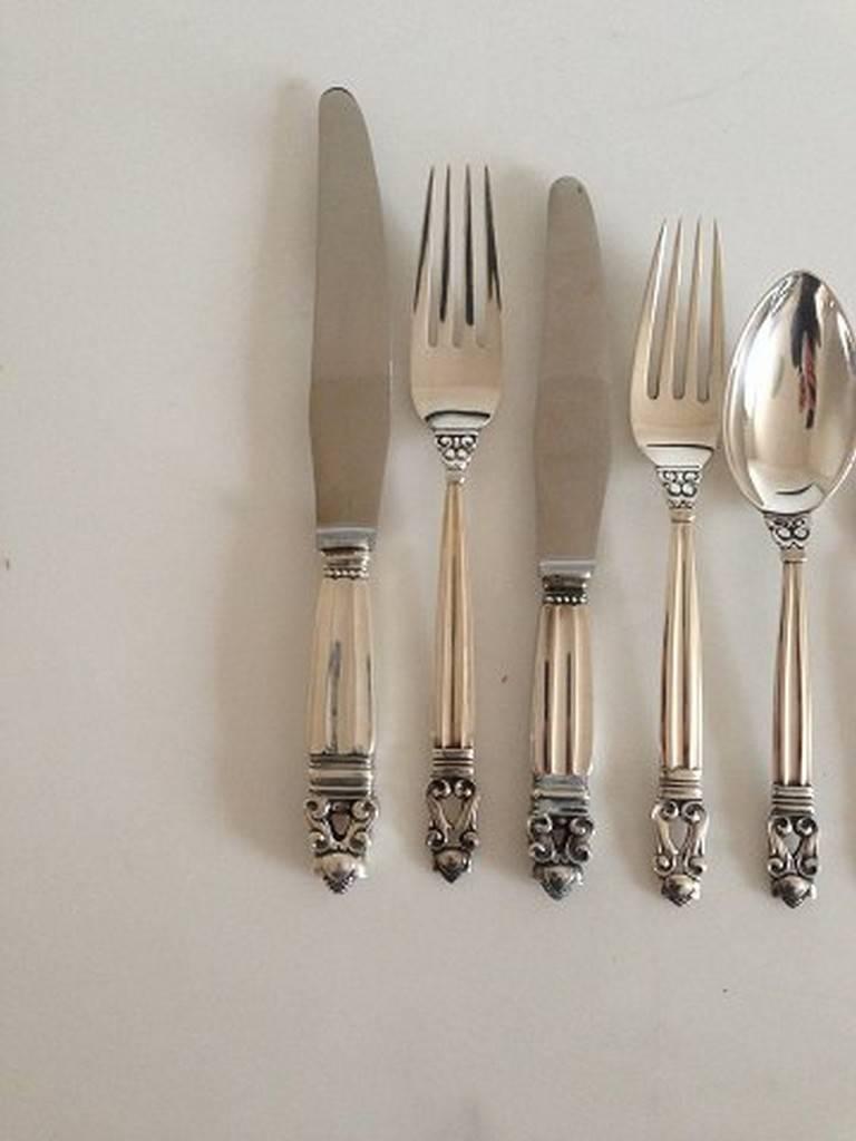 Georg Jensen Acorn Sterling Silver Flatware Set for Six Persons 42 ...