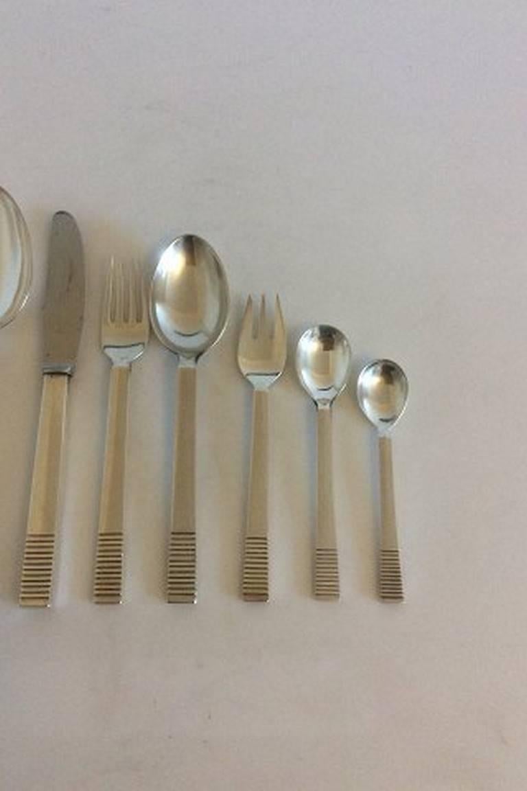 Georg Jensen Sterling Silver Parallel Flatware Set of 72 Pieces For Sale at 1stDibs