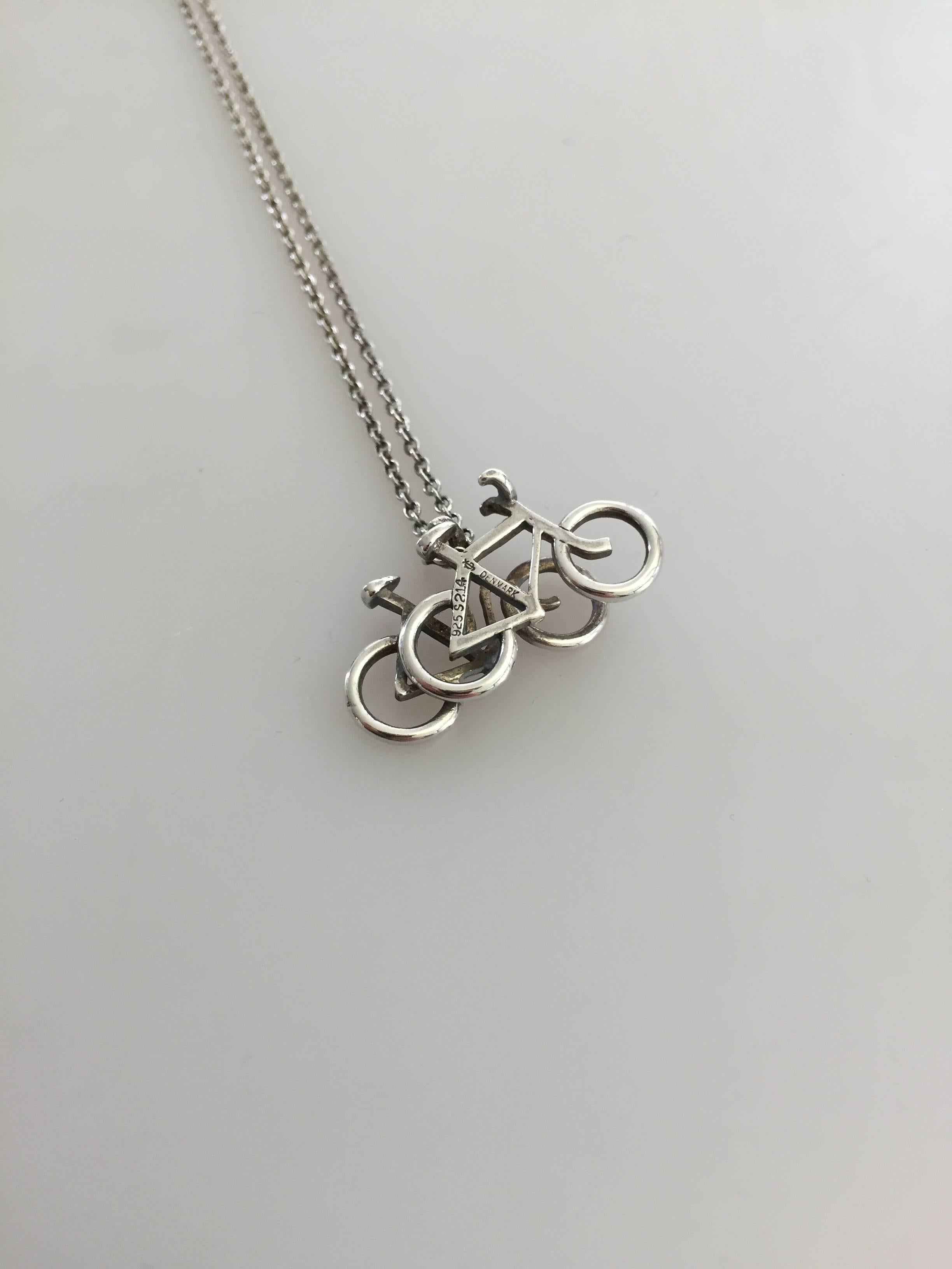 Georg Jensen Sterling Silver Bicycle Pendant Necklace For Sale at 1stDibs
