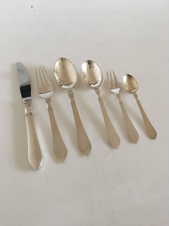 Georg Jensen Sterling Silver Continental Flatware Set for 12 People, 65 ...