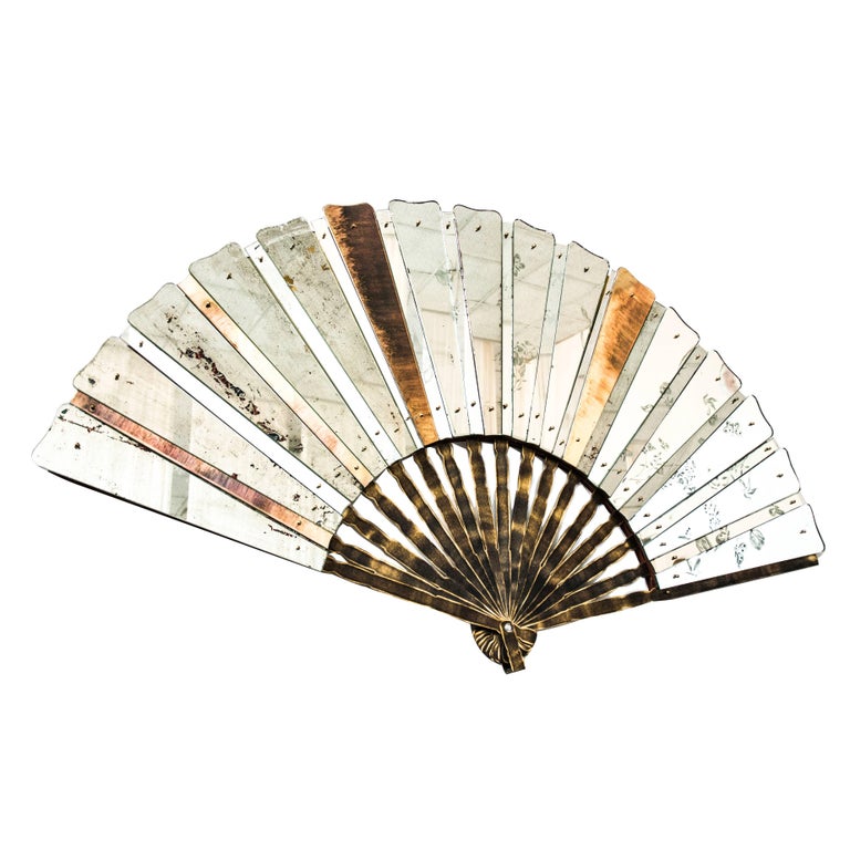 Fan Sculpture Mirror Old Glass and Silvering Brass Metal in Stock For ...