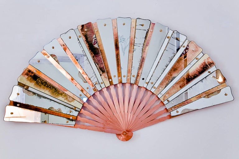 Fan Sculpture Mirror Old Glass and Silvering Brass Metal in Stock For ...