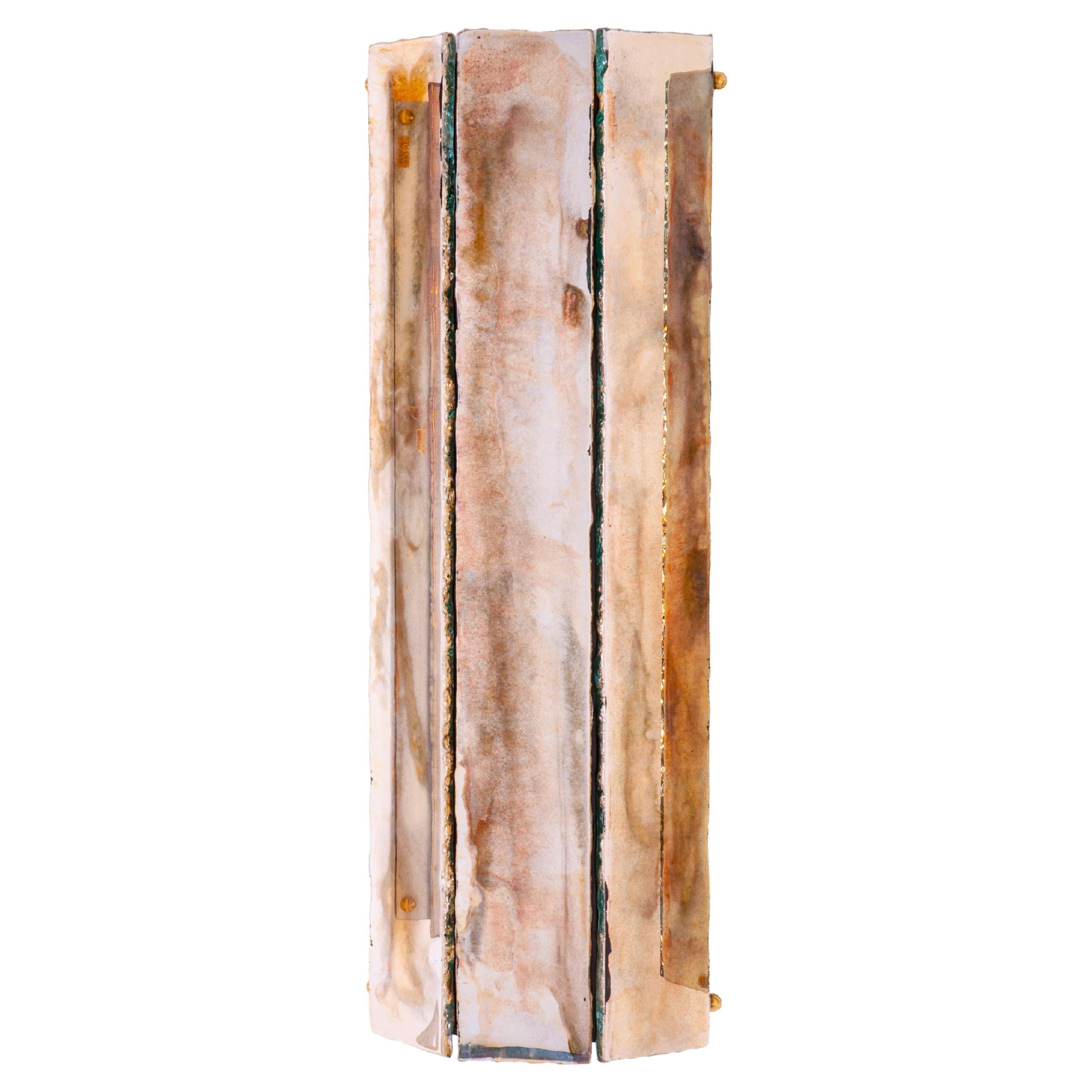 "Iris" Contemporary Mirror, Silvered Glass Slabs, Birch Wood For Sale ...