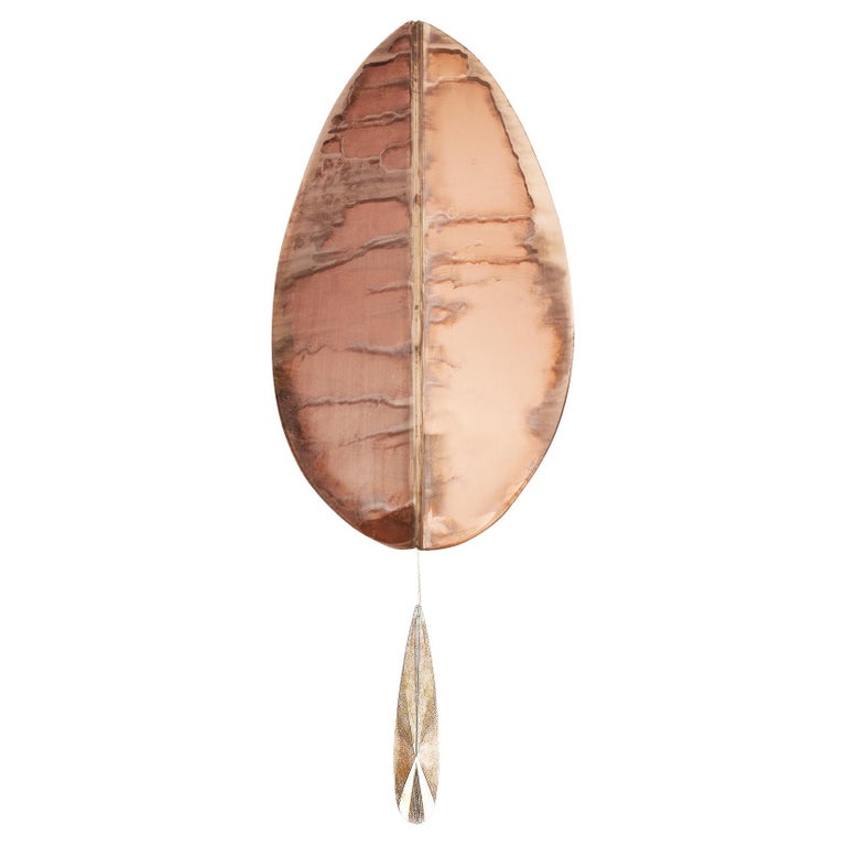 “Flame” Contemporary Wall Sconce, Rose Silvered art Glass, Brass ...