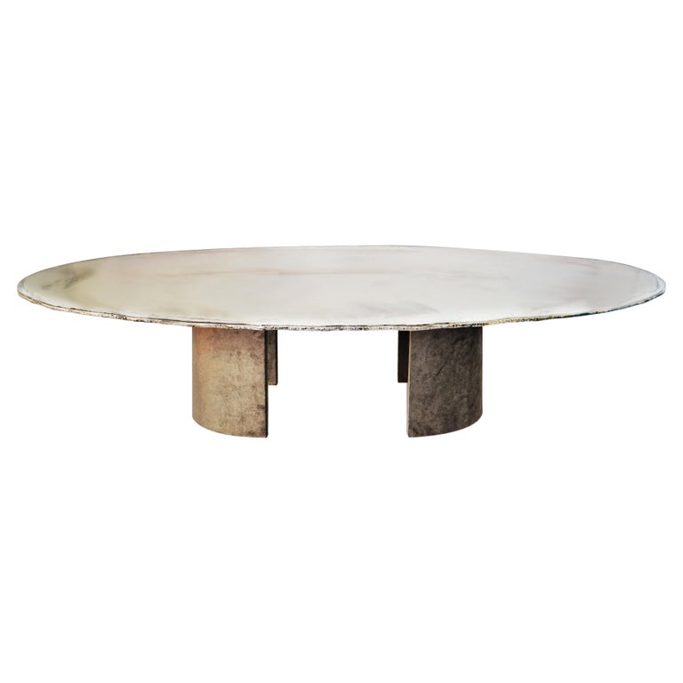 Gem, Contemporary Dining Table 285 Silvered Glass Top, Pair of Velvety ...