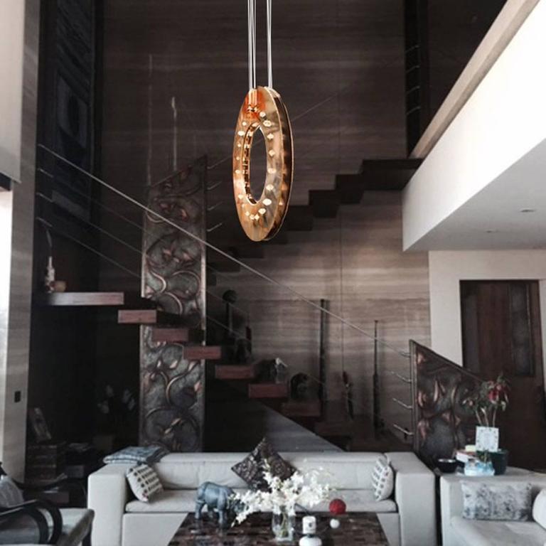 Freedom Chandelier Pendant Lamp Brass Metal Rock Crystal Stones ...