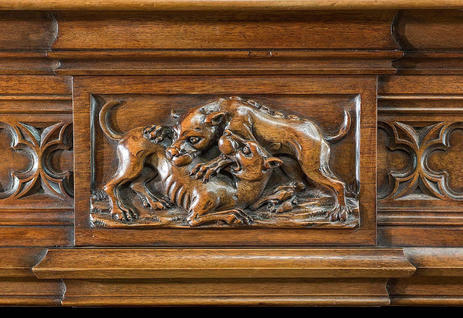 French Walnut Gothic Revival Chimneypiece and Overmantel at 1stDibs ...