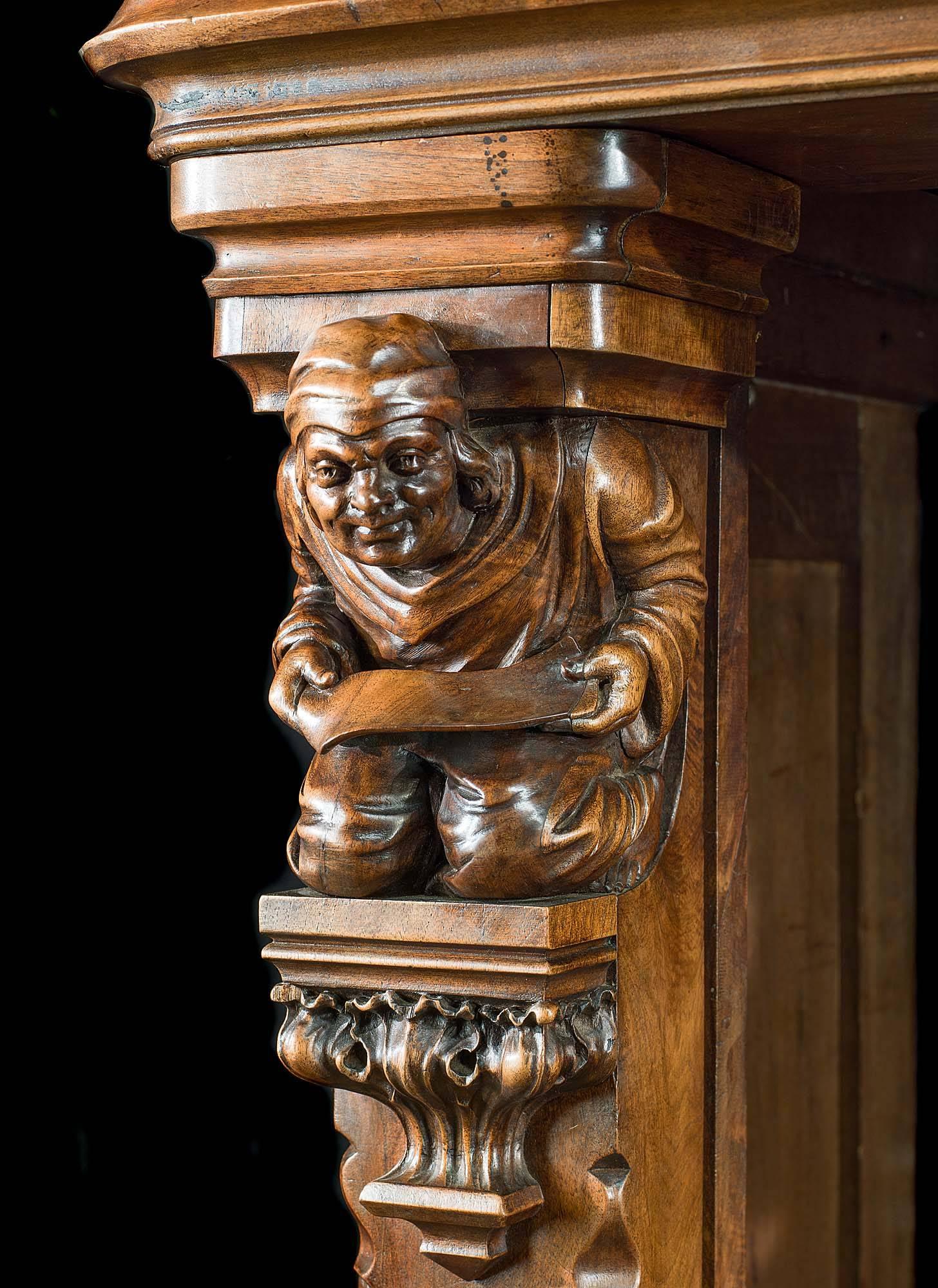 French Walnut Gothic Revival Chimneypiece and Overmantel at 1stDibs ...