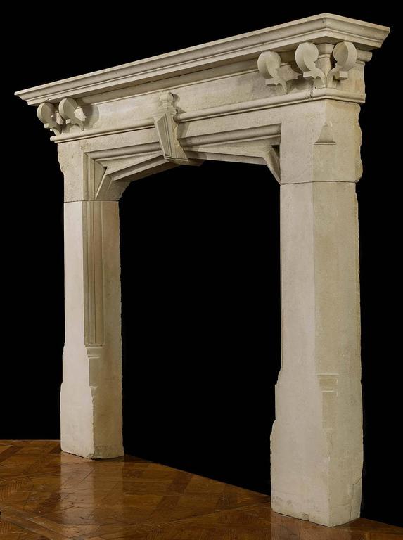 Victorian Limestone Gothic Revival Chimneypiece For Sale at 1stDibs