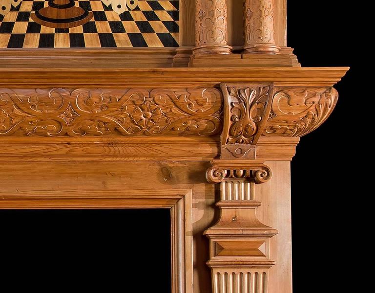 Jacobean Revival Inlaid Cedar Wood Fireplace For Sale at 1stDibs ...