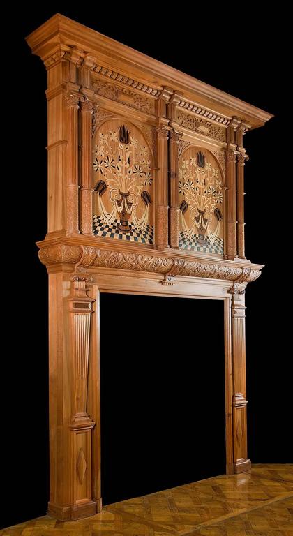 Jacobean Revival Inlaid Cedar Wood Fireplace For Sale at 1stDibs ...