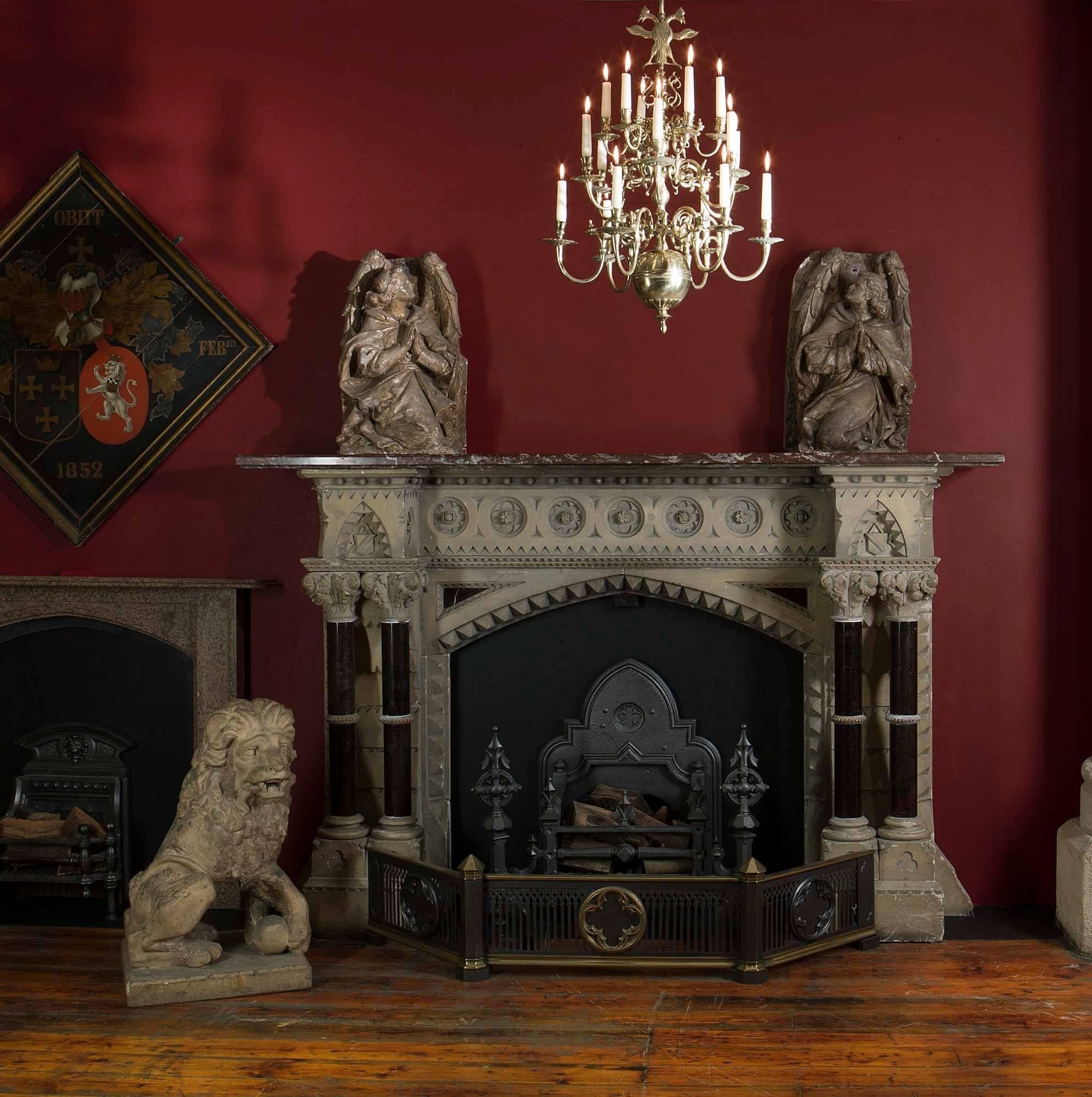 Monumental Gothic Revival Stone Victorian Chimneypiece For Sale at ...