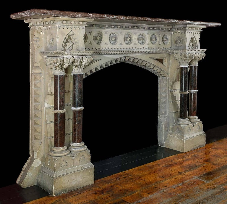 Monumental Gothic Revival Stone Victorian Chimneypiece For Sale at ...