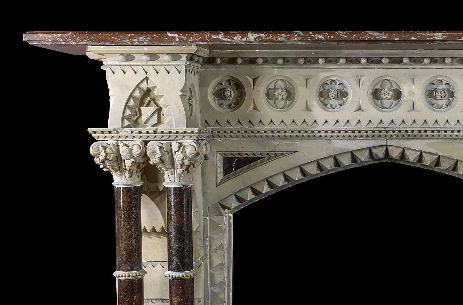 Monumental Gothic Revival Stone Victorian Chimneypiece For Sale at ...