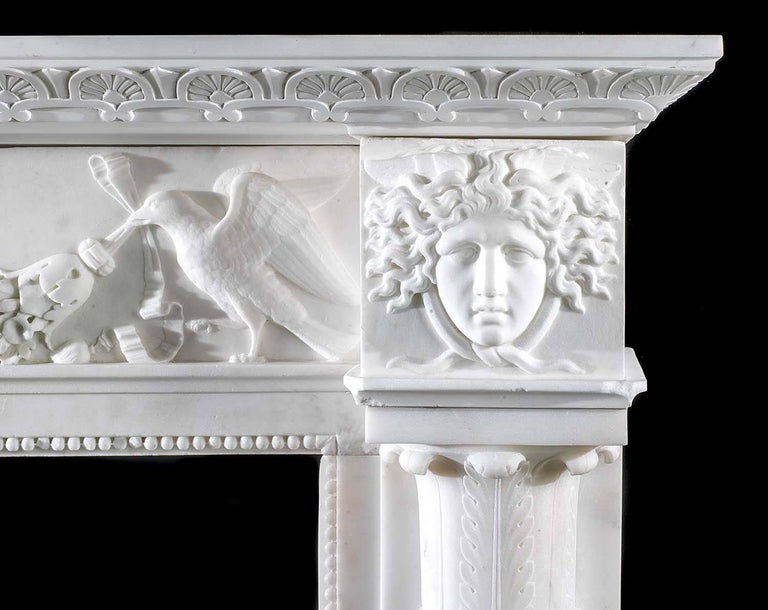 Italian Medusa Marble Fireplace , circa 1830 at 1stDibs