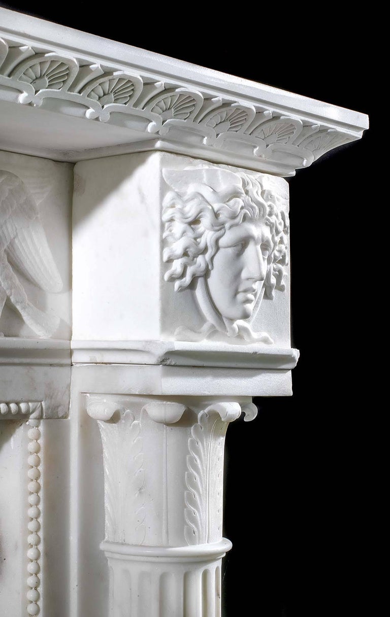 Italian Medusa Marble Fireplace , circa 1830 at 1stDibs