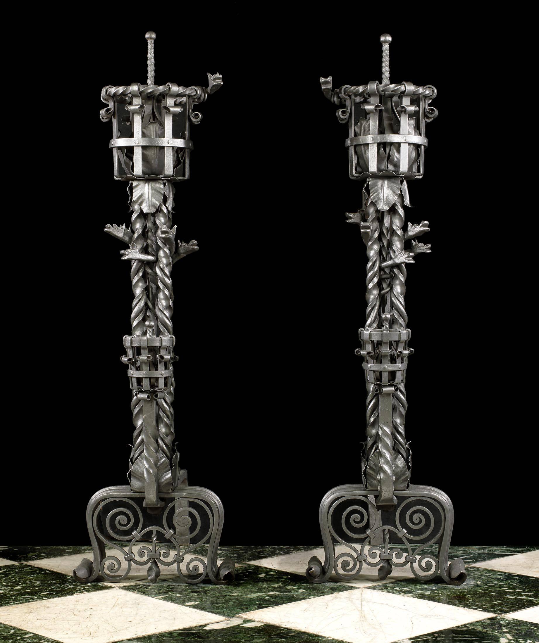 Pair of French Gothic Revival Wrought Iron Antique Andirons at 1stDibs ...